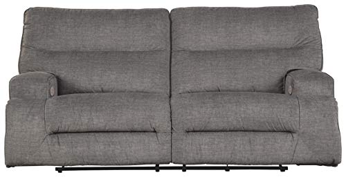 Signature Design by Ashley Coombs Contemporary 2 Seat Power Reclining Sofa, Gray