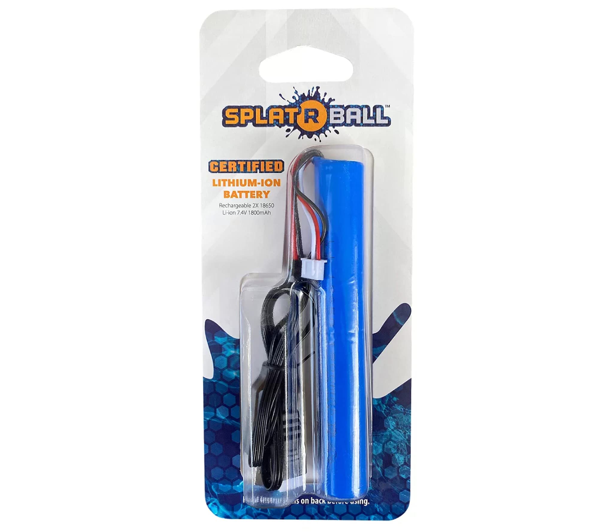 SplatRball Blaster 1800 mAh Rechargeable Battery with Charging Cable, Black