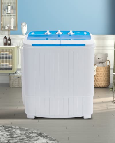 TABU Portable Washing Machine, 2 in 1 Washer Machine, Twin Tub Washing and Spining Combo Machine, 17.8LBS Portable Washer for Apartment, Dorms, RVs, Camping and More (Blue)
