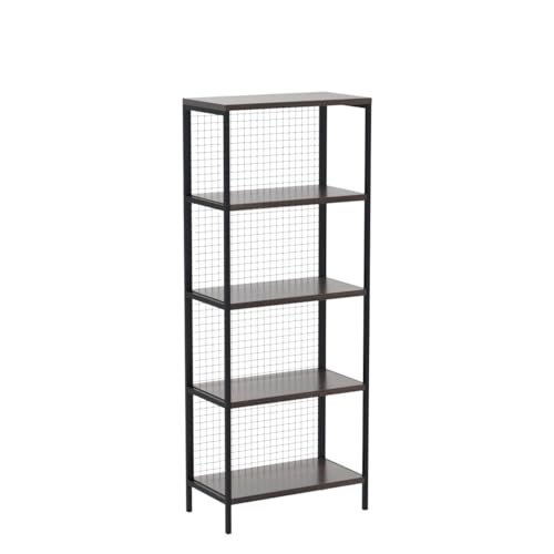Sauder Market Commons Industrial 4-Shelf Metal & Wood Bookcase, Rich Walnut Finish