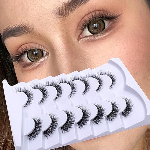 SQYlashes False Eyelashes Short Lashes Natural Look, Wispy Lashes Cat Eye 12mm - 7 Pairs, ZG67