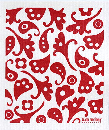 Trendy Tripper Swedish Dishcloths/Sponge Cloths - Packs of 4 Different Designs in RED (4 Red: Blommors/Cirkus/Fiddeli/Hearts)