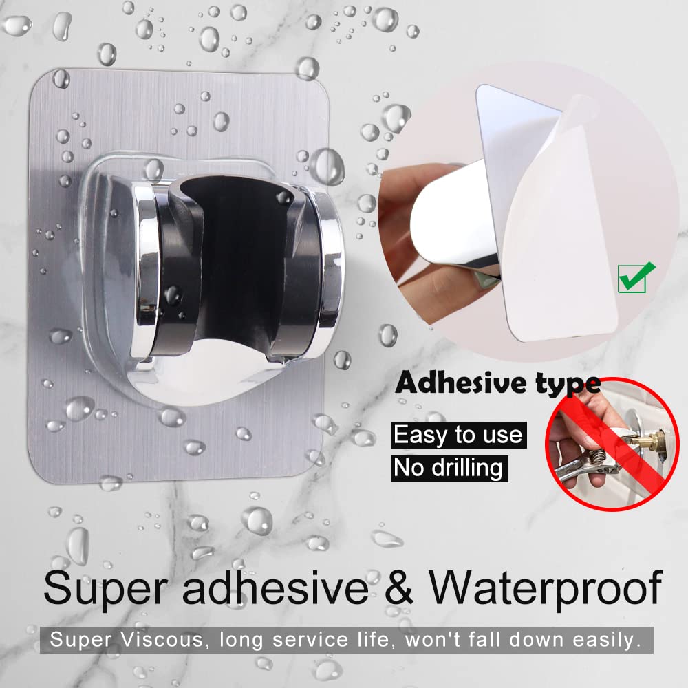 TCOTBE 2 Pieces Removable Shower Head Holder Adjustable Handheld Shower Head Holder Strong Shower Head Holder Suction Punch-Free Drill Free Adhesive Suction Cup Shower Wand Shower Hose Holder