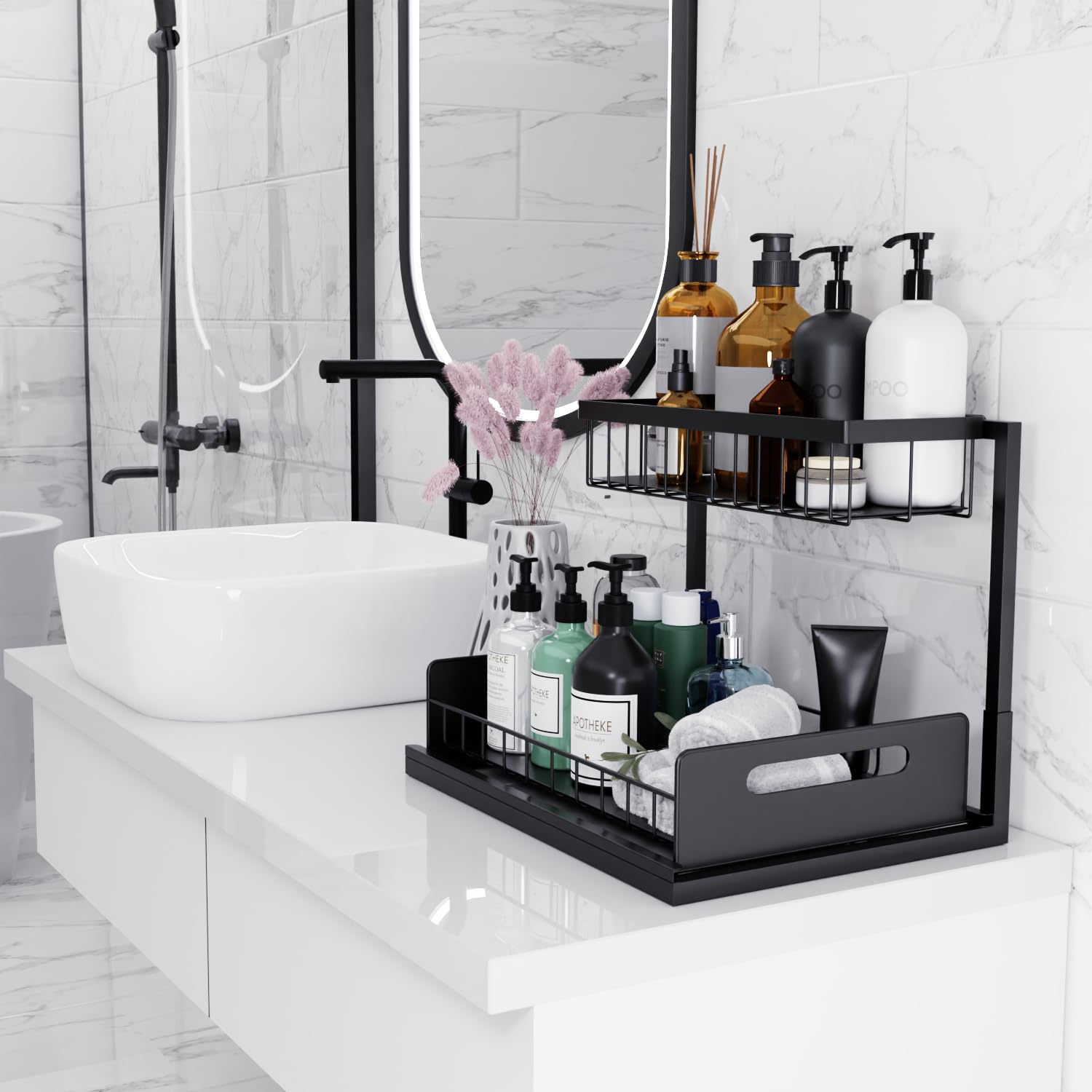 SAFEMAKE Under Sink Organizers and Storage, Under Sink Organizer, Kitchen Cabinet Organizer, Bathroom Cabinet Organizer, Under Kitchen Sink Organizers and Storage, Under the Sink Organizer