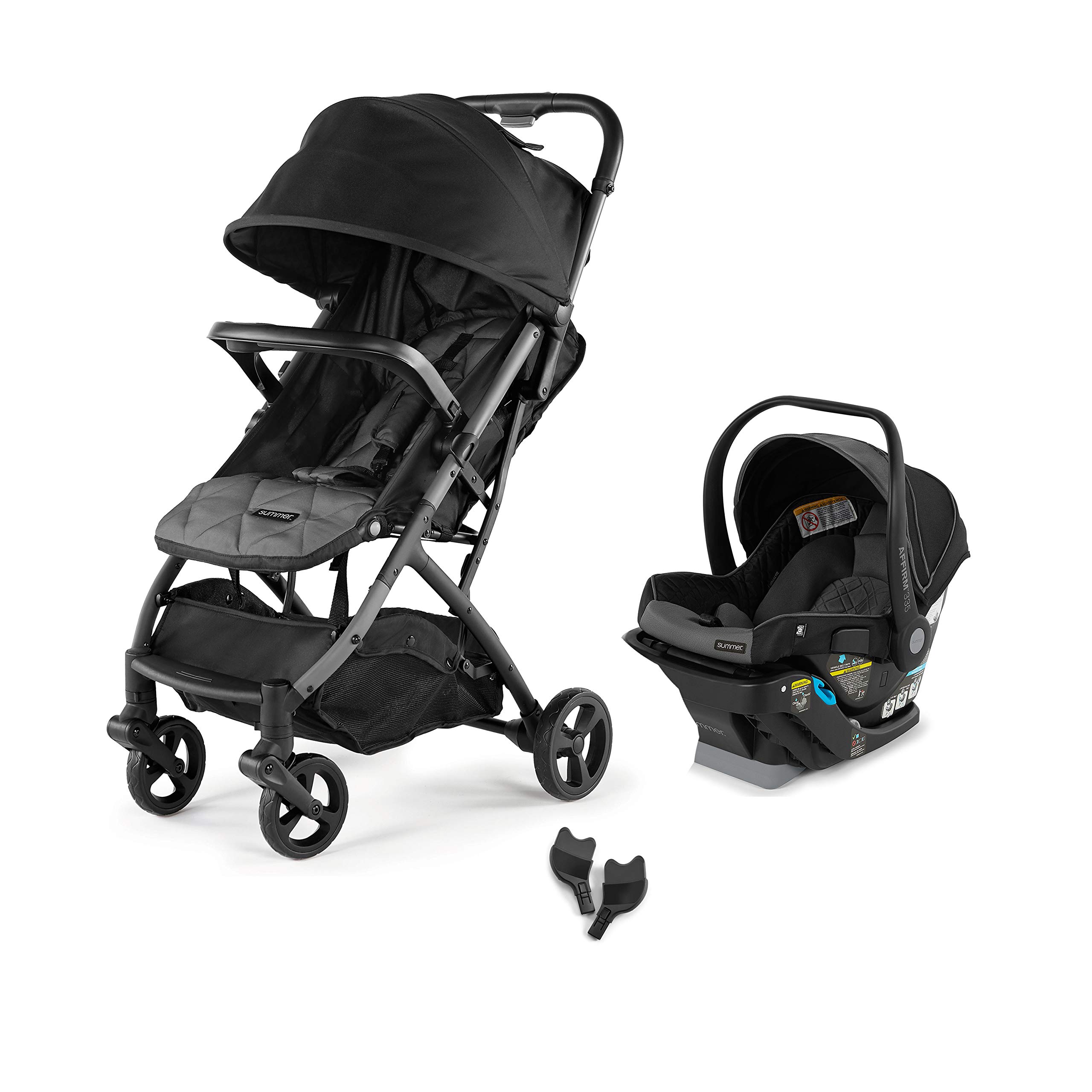 Summer 3Dpac CS Compact Fold Stroller with The Affirm 335 DLX Rear-Facing Infant Car Seat (Slate Gray) and Affirm 335 Infant Car Seat Adapters