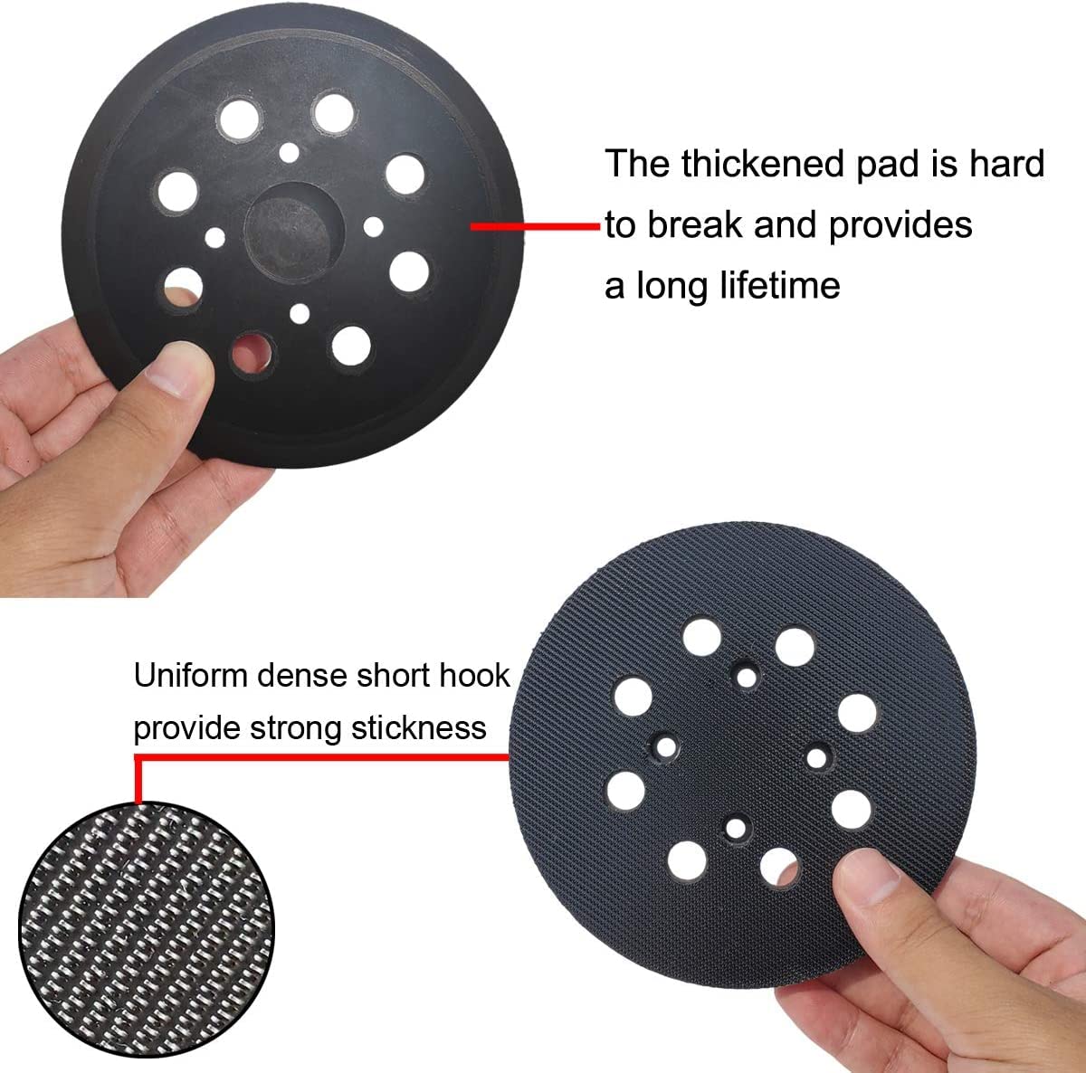 Standard 5" Hook and Loop Replacement Sander Pad for Milwaukee 2648-20 & 2648-21 Random Orbit Sanders - with Extra Hard Backing