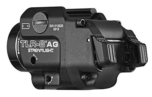 Streamlight 69434 TLR-8A G Flex 500-Lumen Low Profile Pistol Light with Integrated Green Aiming Laser for Select Handguns, Includes Rear Switches, Mounting Kit, and Keys, Black
