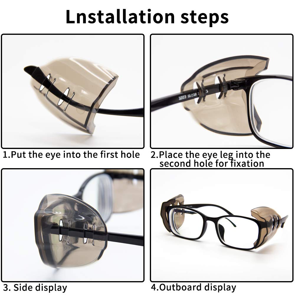 tchrules 6 Pairs Safety Eye Glasses Side Shields, Slip On Side Shields for Safety Glasses, Double Hole, Fits Most Safety Eyeglasses (Brown)