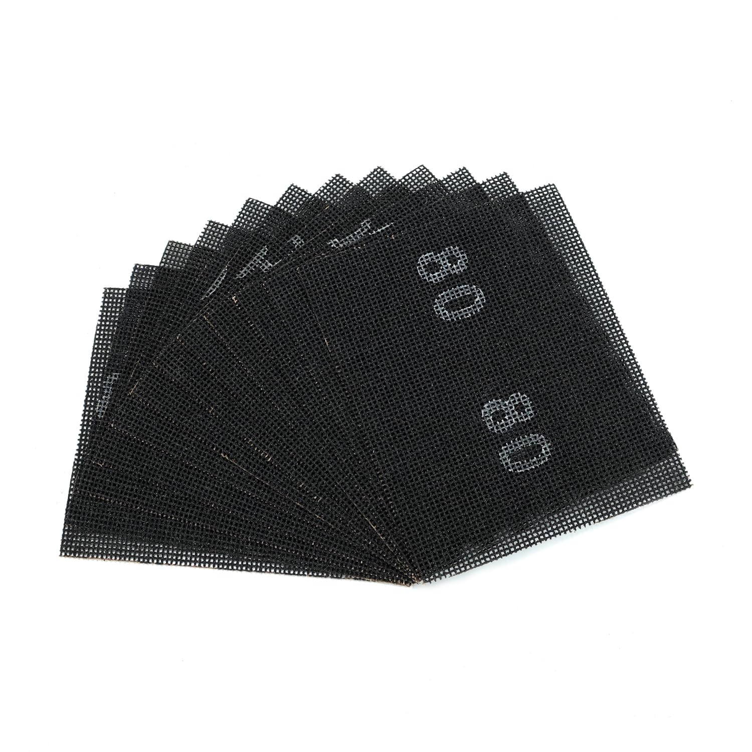 SCOTTCHEN Sanding Mesh 1/4 Sheet (12pcs) 5.5" x 4.5" for Palm Sanders Sheets 80 Grit