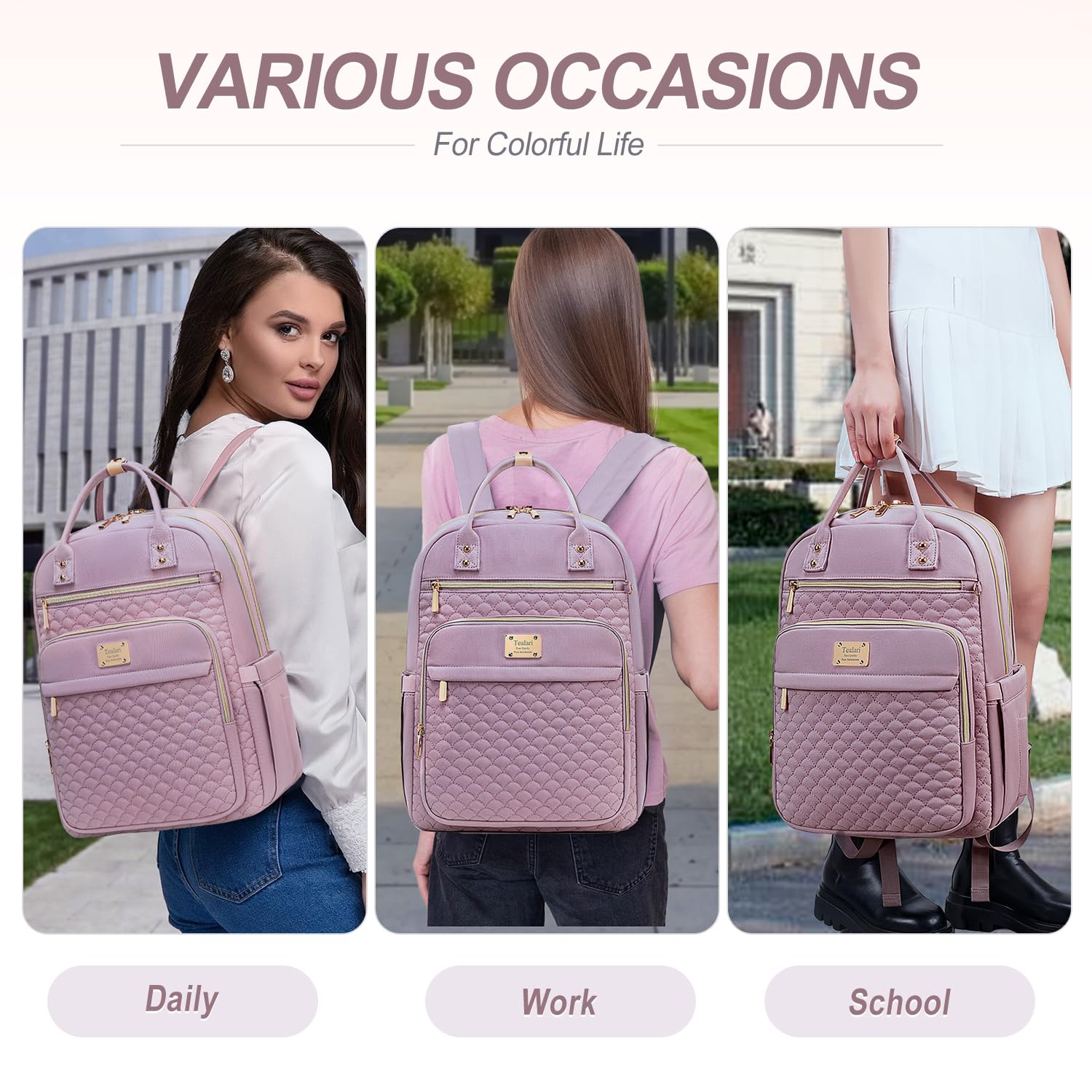 Tealari Laptop Backpack For Women,15.6 Inch Laptop Backpack For Work Business,Travel Backpack,College Teacher Backpack Wallet