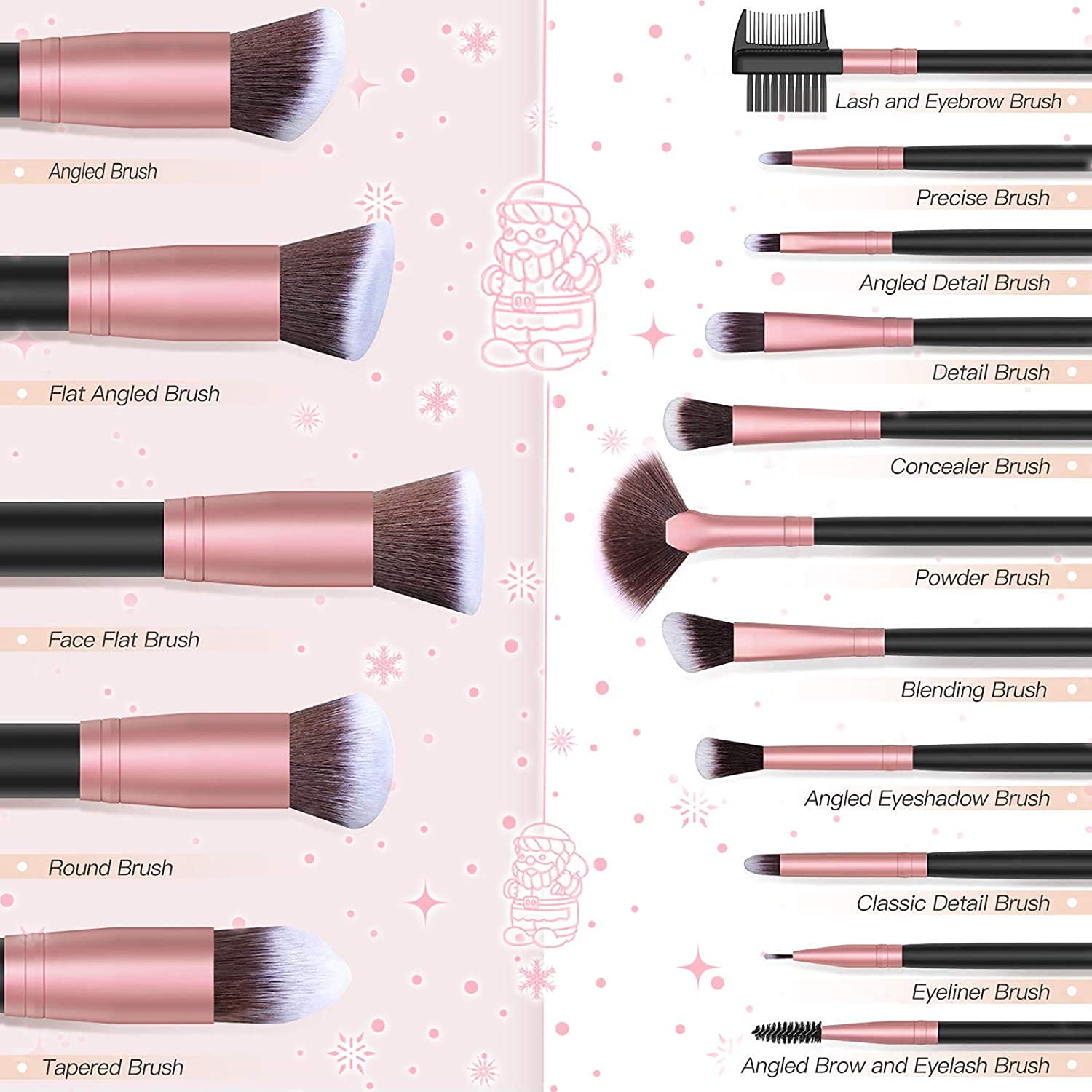 TEATTY Makeup Brushes 18 PCs Makeup Brush Set 2 PCS Silicone Face Mask Brush&4 Blender Sponge&1 Brush Cleaner Premium Synthetic Foundation Powder Concealers Eye Shadows Makeup Brushes Kit (Rose Gold)
