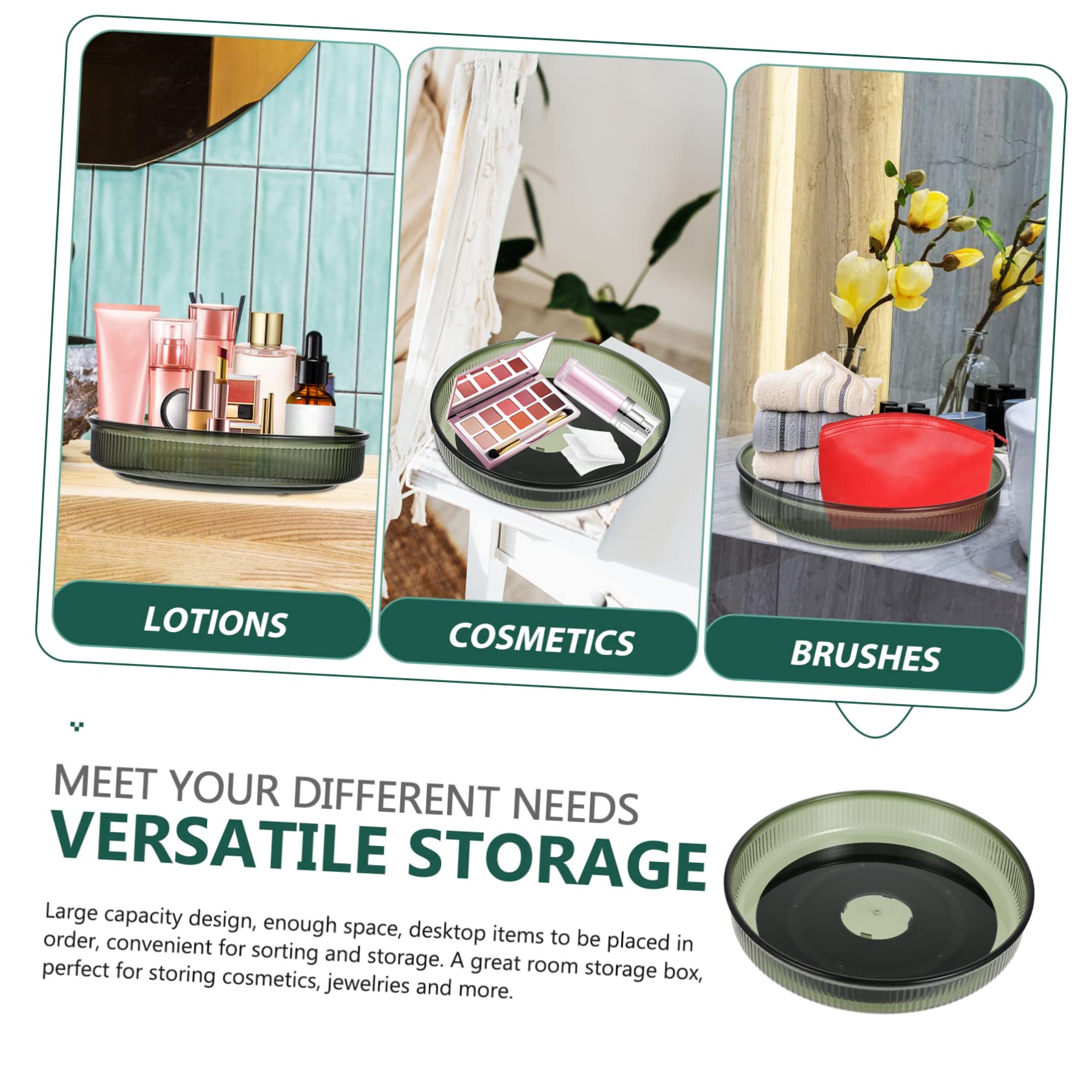 Zerodeko rotatable Tray Organizer Round Cosmetic Storage Tray Turntable Rack Bathroom Storage Tray Kitchen Lazy Susans Fridge Round Stand Spice Rack to Rotate Household Storage Rack The pet