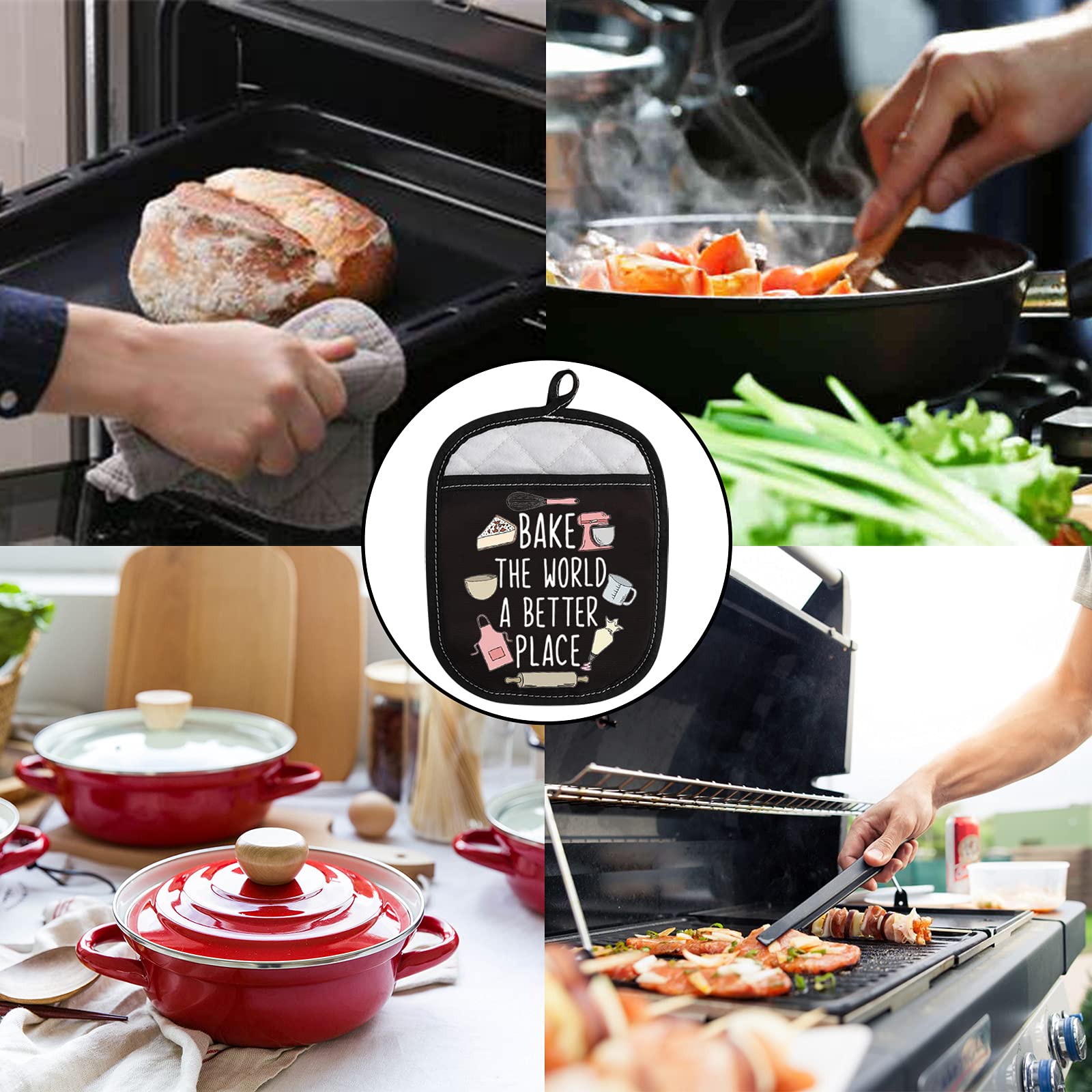 ZJXHPO Baking Gift Oven Pads Pot Holder Bake The World A Better Place,Cooking Gift (Better Place)