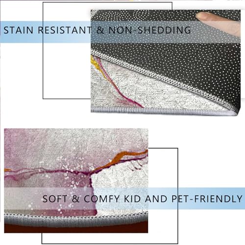 Round Chair Mat for Carpet Marble Thick Home/Office Floor Protector Purple Non-Slip Floor Mats Office Rug Floor Protectors 4 FT