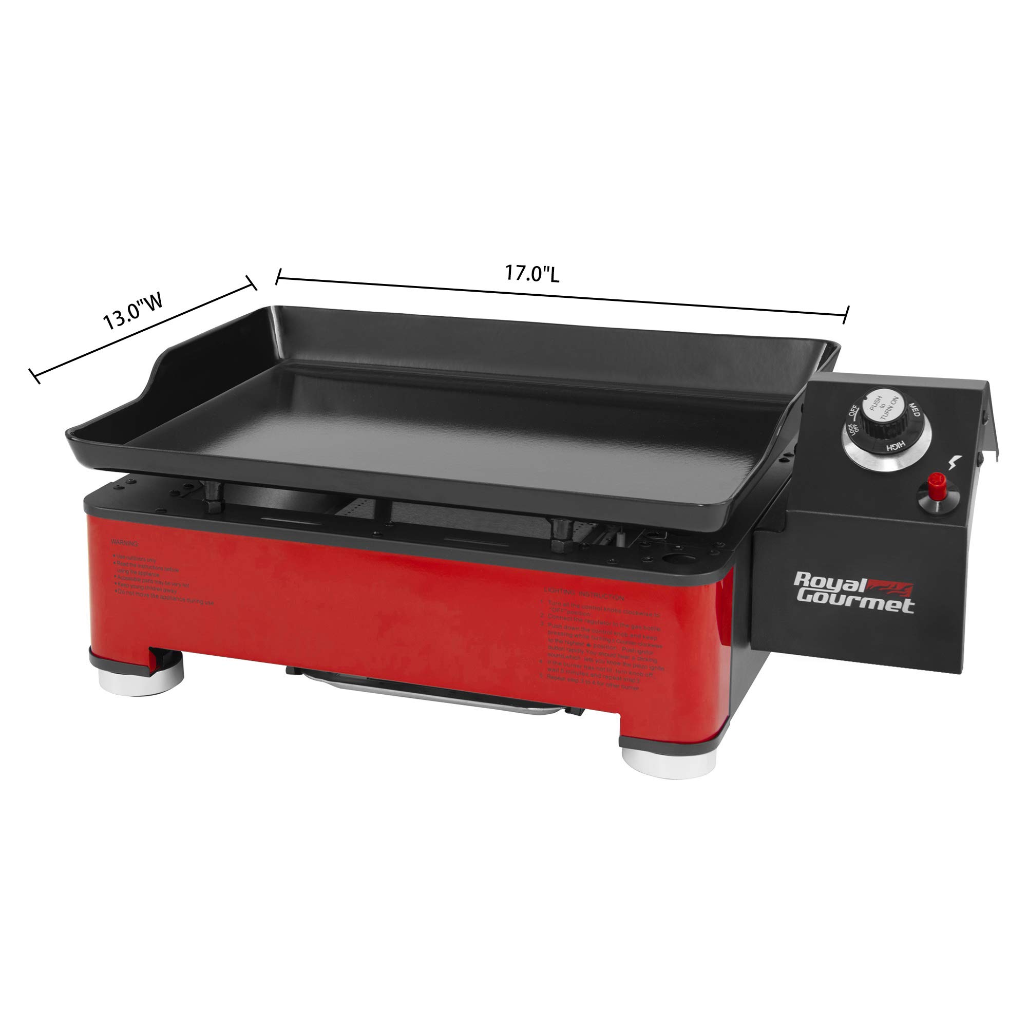 Royal Gourmet 23 Inch Outdoor Portable Flat Top Grill Table Top Propane Gas Mini Griddle Grill on Clearance Prime for Camping Cooking, Tailgating, PD1202R
