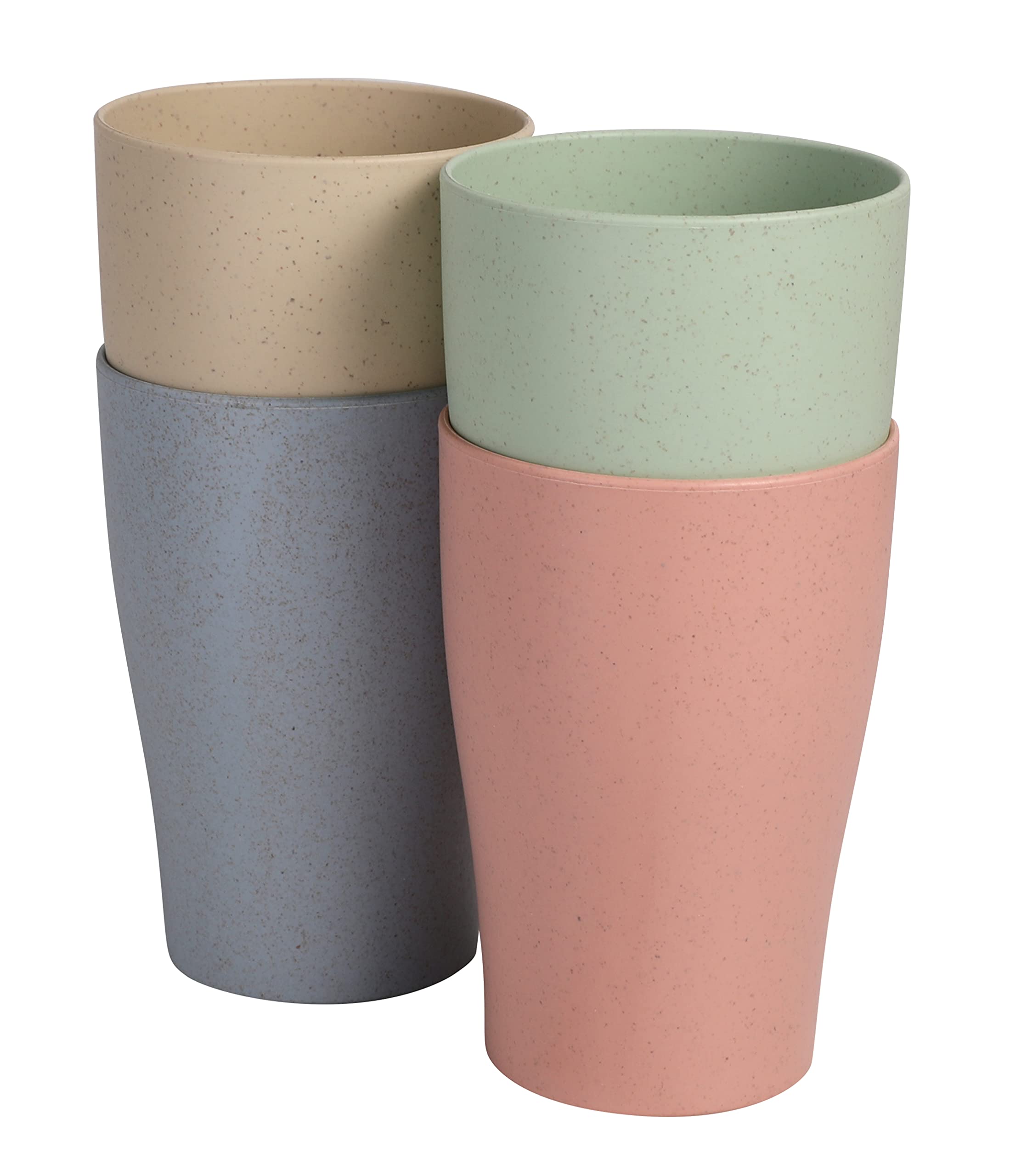 WANBY Wheat Straw Cup 4 Pcs Unbreakable and Reusable Drinking Cups Eco-Friendly Healthy Tumbler Set for Milk Juice and Water Dishwasher Safe (4 Pcs 11 Oz)