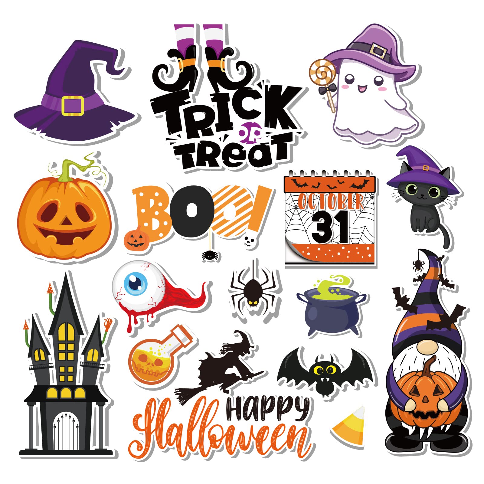 Whaline 16Pcs Halloween Refrigerator Magnets Cute Trick or Treat Decorative Fridge Magnetic Stickers Happy Halloween Garage Magnet for Fridge Car Metal Door Mailbox Locker Office Cabinets Decor