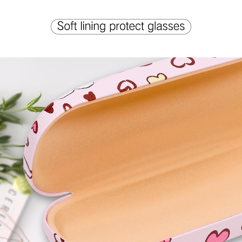 PERFECTSIGHT Hard Shell Eyeglasses Case, Floral Protective Glasses Case, Fabric or PU Leather Eyeglass Case for Women Girls (Kitty)