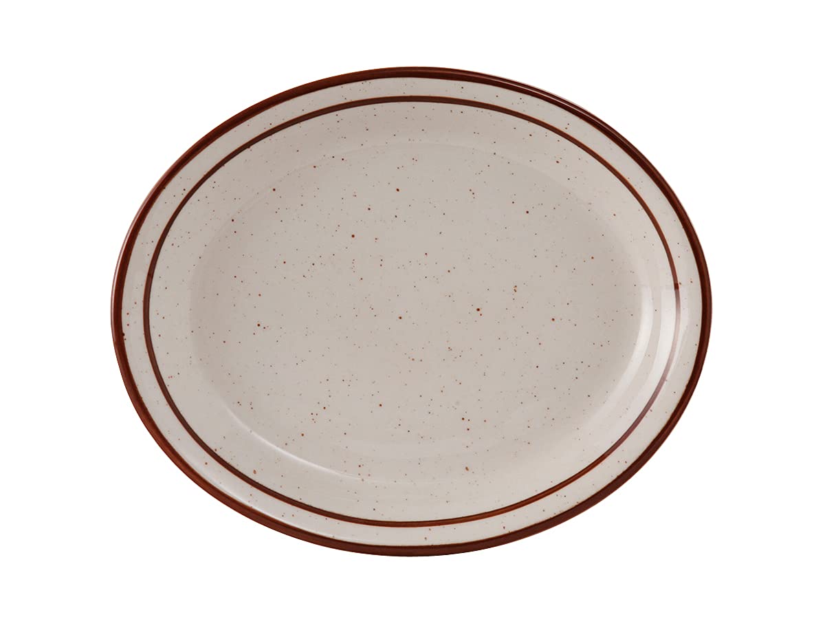 Tuxton China TBS-013 Platter, 11-1/2" x 9-1/8", Oval, Narrow Rim, Microwave & Dishwasher Safe, Oven Proof, Fully vitrified, Lead-Free, Ceramic, Bahamas, Pack of 12