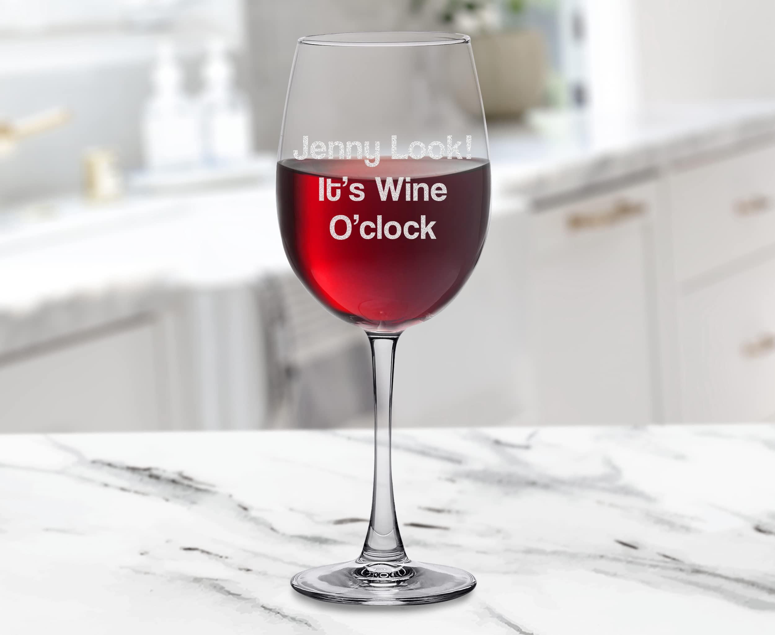 TEEAMORE Personalized Wine Glass Add Your Name Text Valentiness Day Birthday Anniversary Laser Engraved Stemmed Wine Glass 16oz