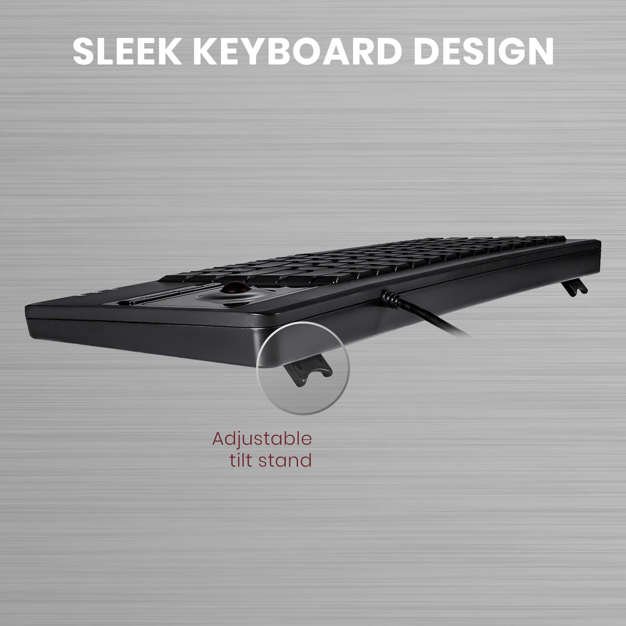 Perixx PERIBOARD-514 Plus Wired PS2 Trackball Keyboard, Built-in Optical 1000 DPI Rollerball Mouse and Embedded Number Keys PS/2 Serial Keyboard, US English Layout, Black (11062)