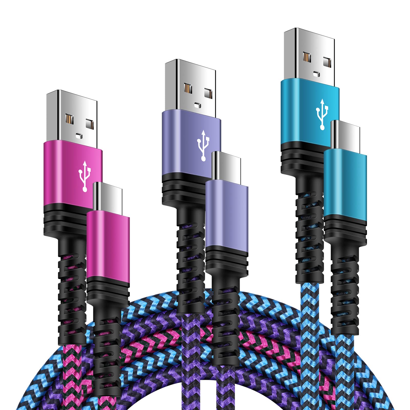 Samsung Type C Charger Cable 3 Pack-10ft 6ft 3ft for Samsung Galaxy A15 5G,A14,S24 Ultra,A23,A54,A13,A53,A24,S23,A03s,S22,S21FE,Z Flip5/Fold5;Pixel 8 7 Pro,6a,3A Fast Charging Android Phone Power Cord