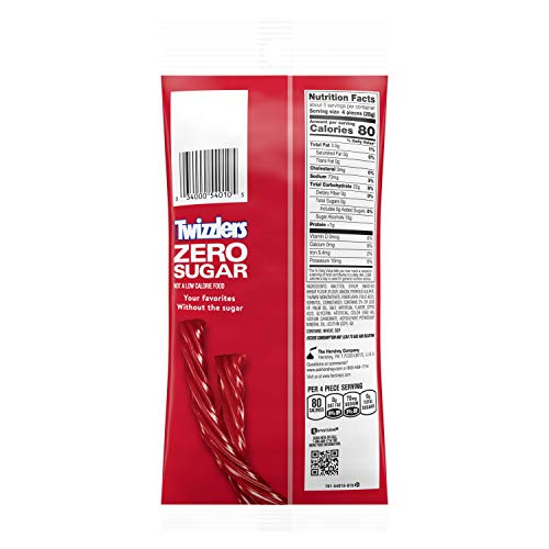 TWIZZLERS Zero Sugar Twists Strawberry Candy Bags, 5 oz (12 Count)