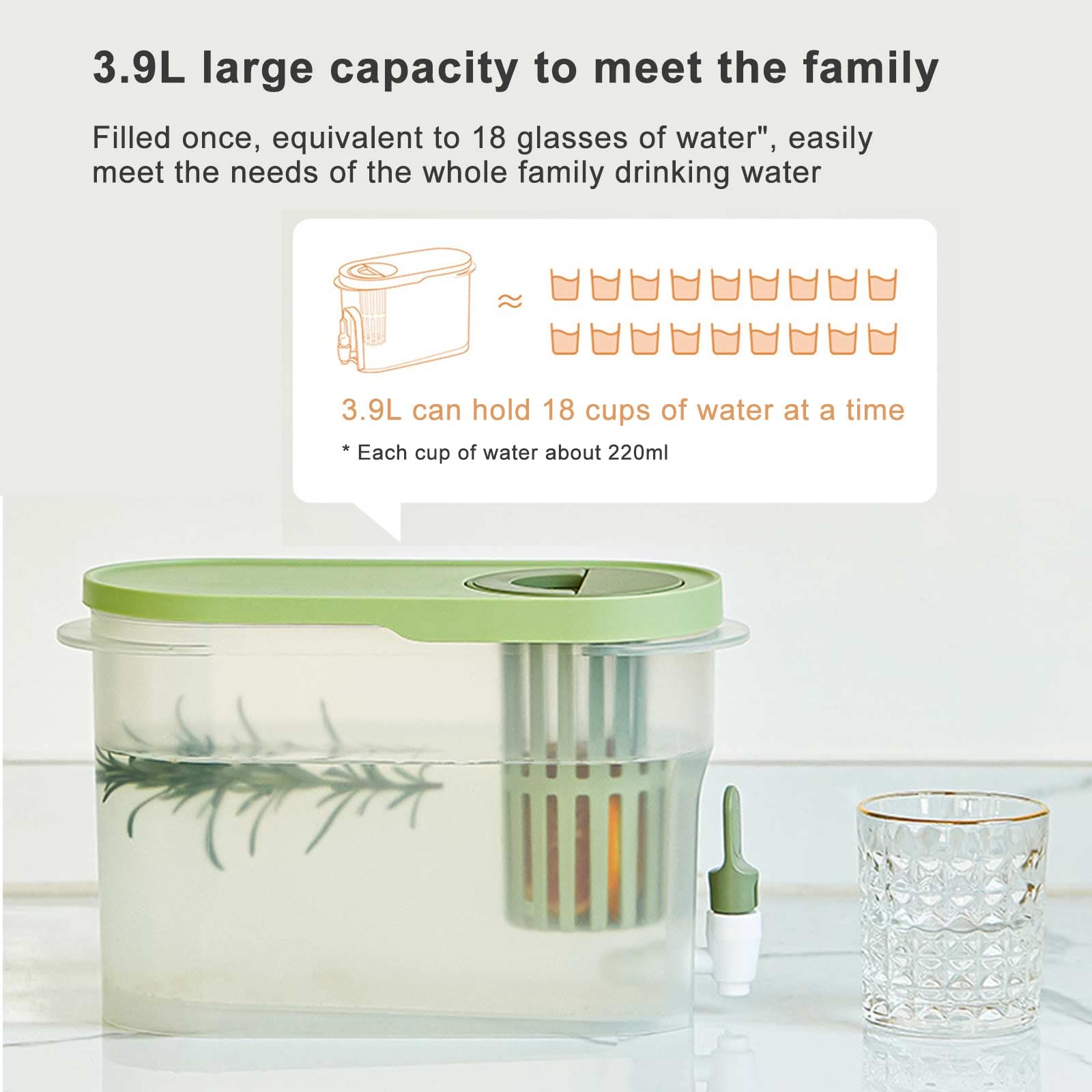 ZWMBYN Iced Drink Dispenser,1Gallon Refrigerator Cold Iced Beverage Dispenser with Spigot,Fruit Teapot Lemonade Milk Bucket Water Dispense for Kitchen Home Party Bar