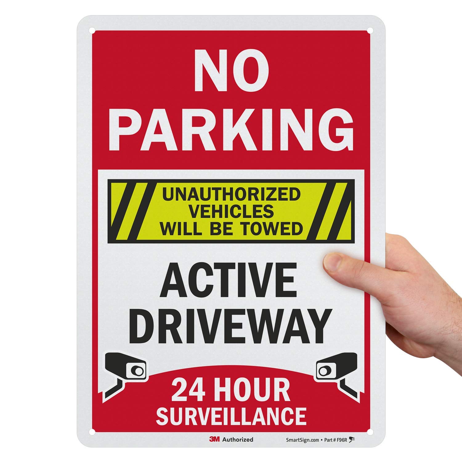 SmartSign âNo Parking - Active Driveway, 24 Hour Surveillance, Unauthorized Vehicles Will Be Towedâ Sign | 10" x 14" 3M Engineer Grade Reflective Aluminum