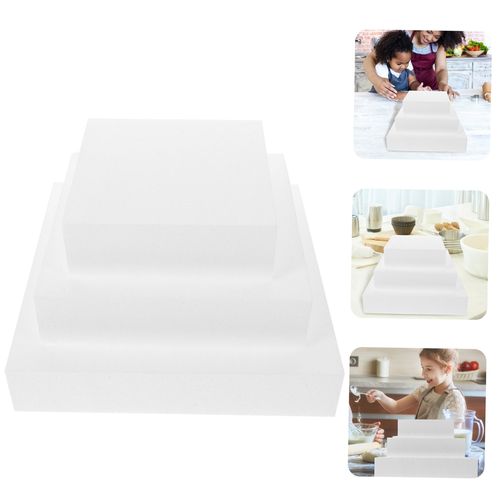 TIDTALEO 3pcs Foam Cake Model Wedding Foams Cake Foam Dummy Rounds Round Cake Stand Practice Round Dummies Camera Backpack Square Mold Foam Cake Mold Diy Tea Coffee To Rotate Box