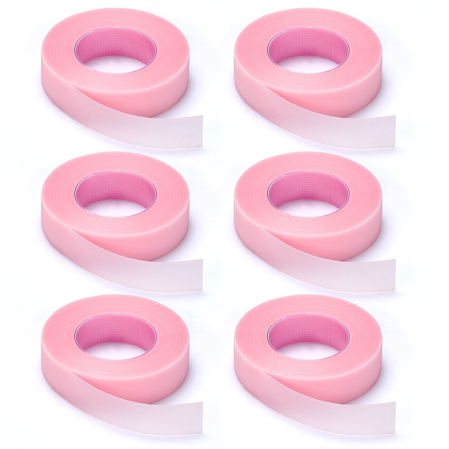 TEOYALL 6 Rolls PE Lash Extension Tapes, Adhesive Breathable Micropore Eyelash Tapes Lash Extension Supplies for Makeup Salon (Pink)