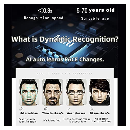 Time Machine Dynamic Face Recognition Access Control System WiFi Device 4.3 inch Touch Screen Facial Punch Card HD Camera Attendance (Color : with WiFi)