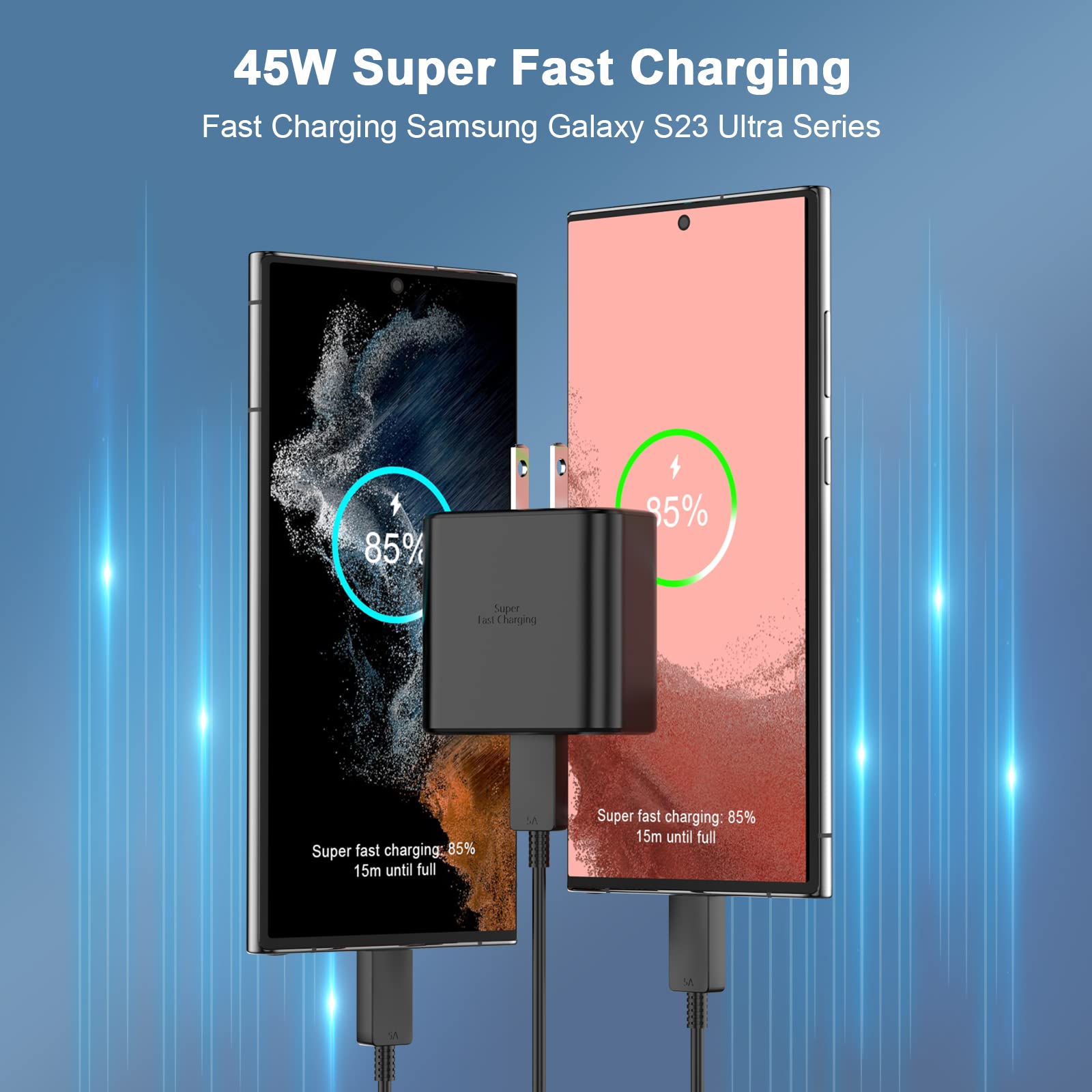 Super Fast Charger Type C for iPhone 15, 2 Pack 45W USB C Charger Fast Charging Block with 6FT Type C Charger Cable Compatible for iPhone 15/15 Plus/15 Pro/15 Pro Max, Samsung Galaxy S23/S22/S21/S20