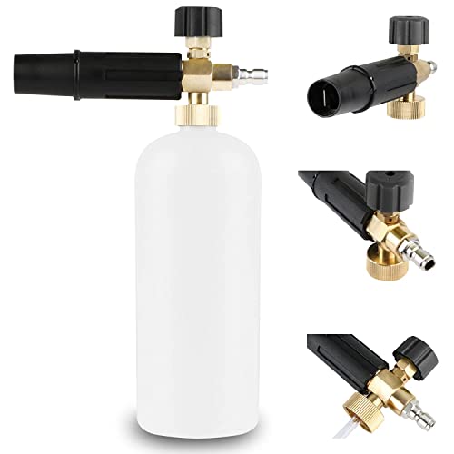 RULER Foam Cannon with 1/4” Quick Connector for Pressure Washer Gun and Wand with 1L Bottle, Professional Grade, Quick Release (Up To 3200 PSI )