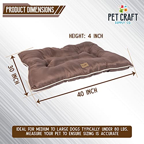 Pet Craft Supply Super Snoozer Calming Indoor / Outdoor All Season Water Resistant Durable Dog Bed, Large, Chocolate, 40.0"L x 30.0"W x 4.0"Th