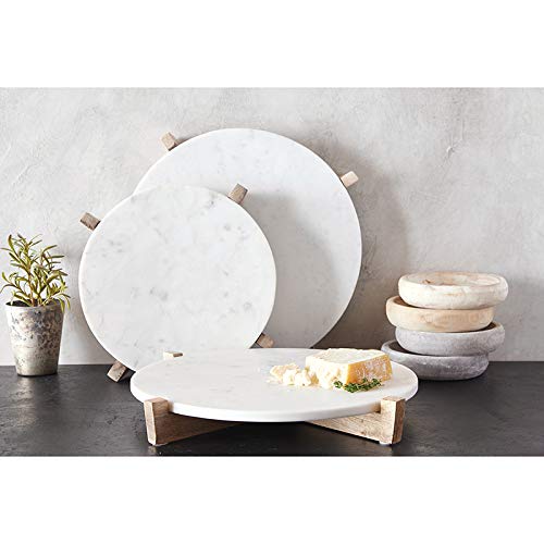 Santa Barbara Design Studio Marble + Mango Wood Tray 14" D