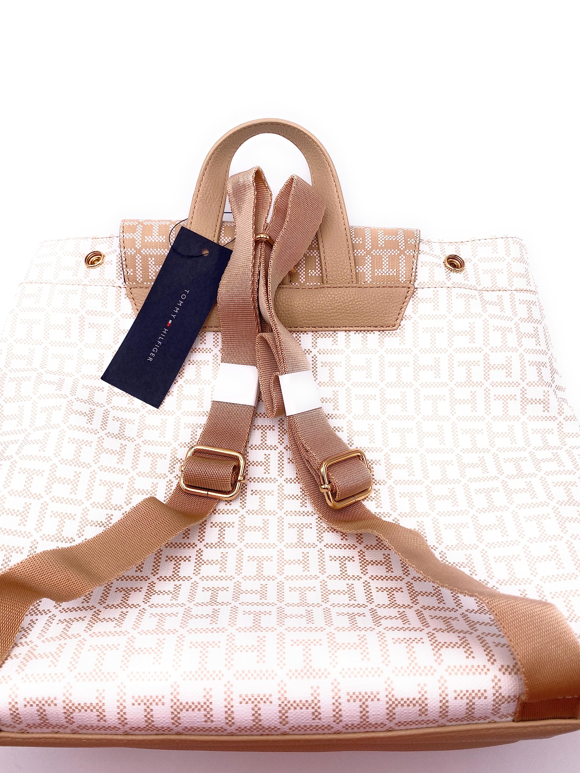 Tommy Hilfiger Laura II Flap Backpack Coated Square Monogram Fawn/Optic White/Optic White/Fawn One Size