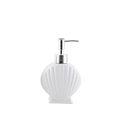 Soap Dispenser Creative Shell Shape Soap Dispenser for Bathroom Farmhouse Kitchen Office Ceramic Soap Pump Empty Bottle with Pump for Lotion Shampoo Soap Pump Bottles (Color : White)