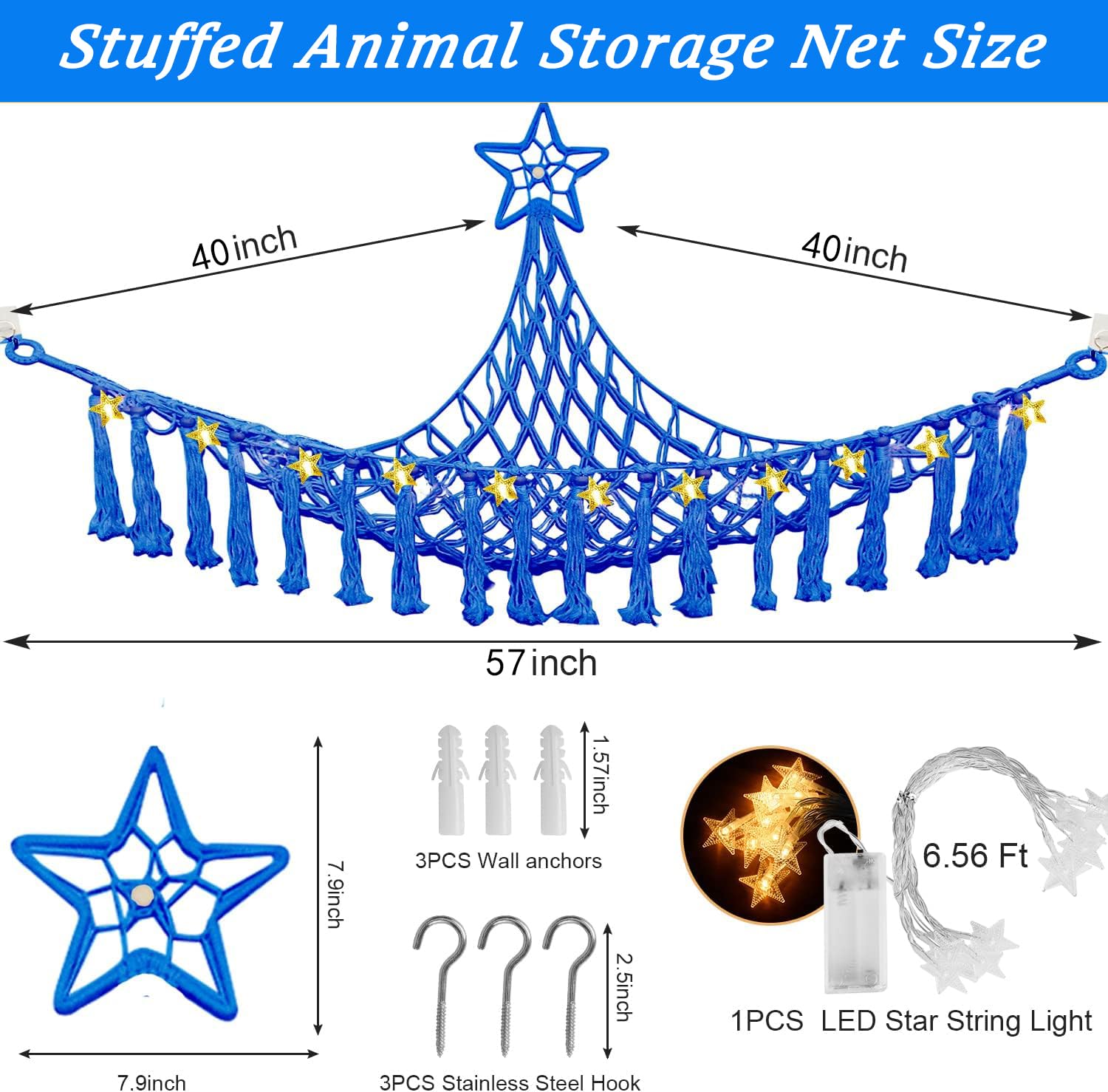 Stuffed Animal Net or Hammock, Macrame Stuffed Animal Hammock, Hanging Stuffed Animal Storage Boho Wall Corner Hammock Organizer, Toy Hammock for Nursery Play Room Kids Bedroom