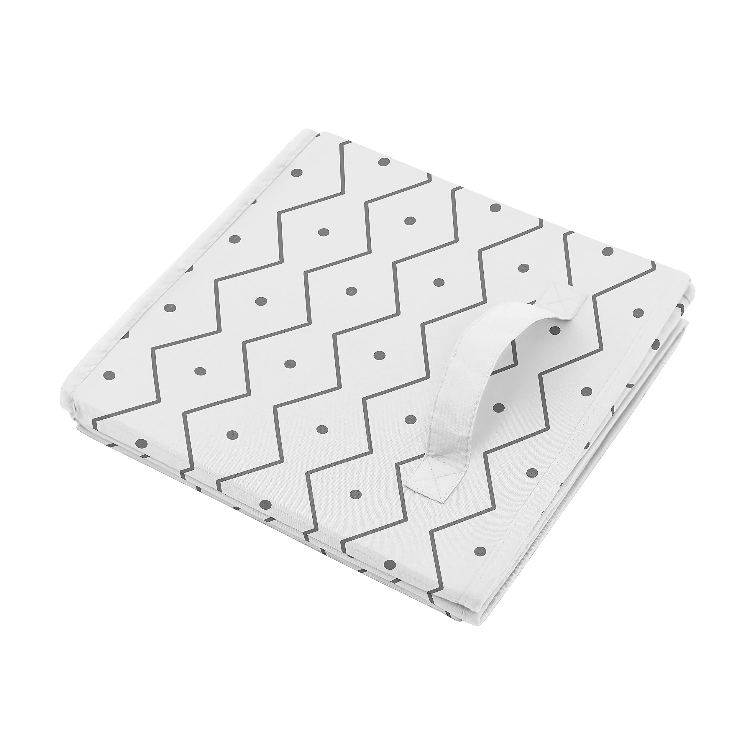 Sweet Jojo Designs Grey Chevron Foldable Fabric Storage Cube Bins Boxes Organizer Toys Kids Baby Childrens - Set of 2 - Gray White Mod Dino Prehistoric Print for Blue Green Modern Dinosaur Collection