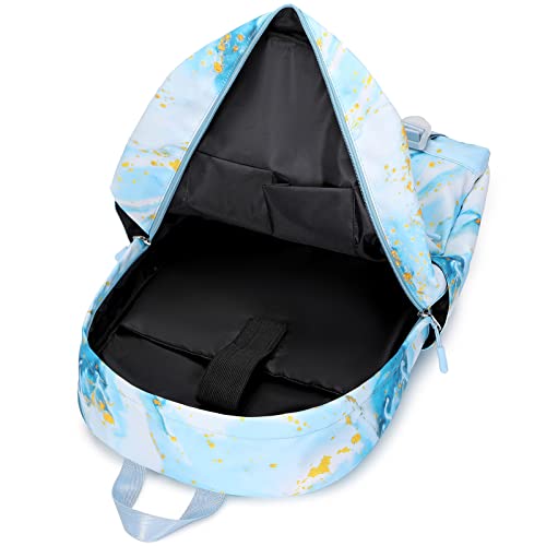 Sugaroom School Backpack for Girls Backpack with Lunch Box Lightweight Water Resistant Marble Kids Backpack Bookbags Set