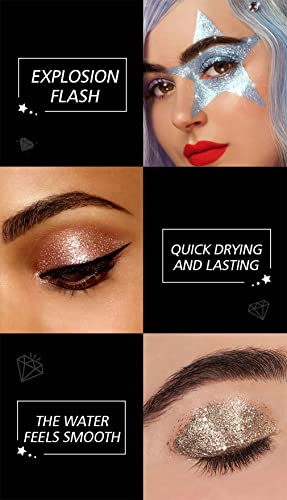 SUMEITANG 10 Colors Liquid Eyeshadow Metallic Glitter Eyeshadow Set Diamond Shimmer Sparkling Smokey Eye Looks Quick-Drying Waterproof Long Lasting for Women Eye Makeup Gift Kits