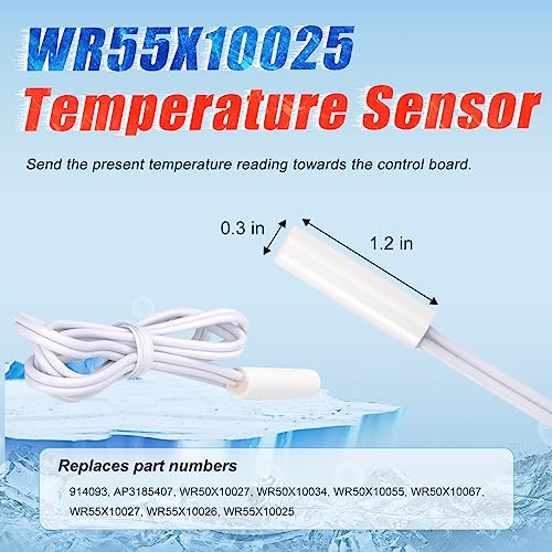 WR51X10055 Refrigerator Defrost Heater Kit,WR55X10025 Temperature Sensor,WR50X10068 Defrost Thermostat Replacement for General Electric Hotpoint Refrigerators Replaces WR51X10030