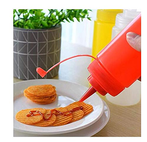 VASANA 3PCS 12oz/360ML Empty Refill Plastic Squeeze Sauce Condiment Bottles Mustard Storage Jar Pot Ketchup Vinegar Cream Honey Salad Dressing Bottle with Twist on Cap Lids for Home Kitchen Use
