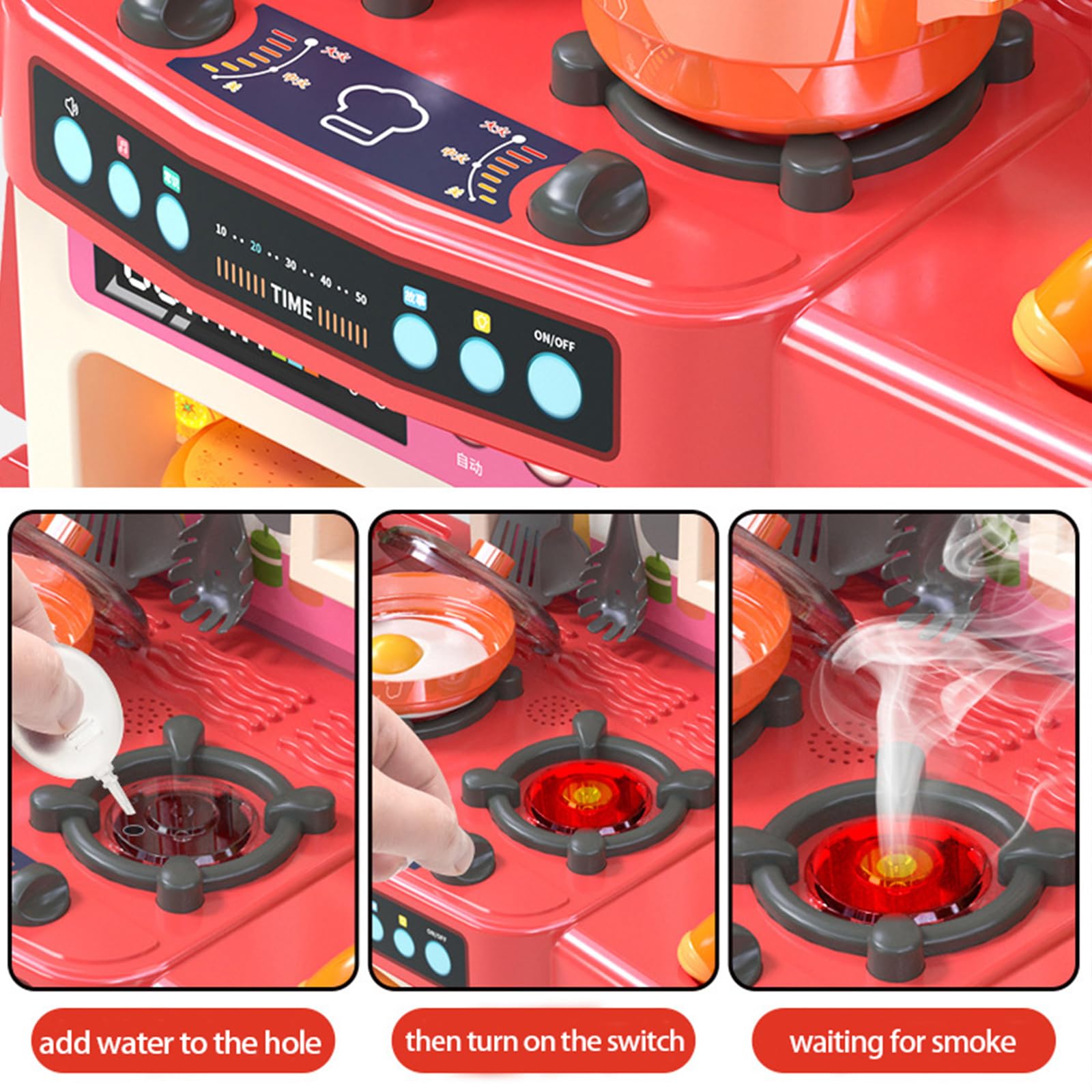 Play Kitchen,Kids Kitchen Play set,equipped with 54 kitchen toy accessories,with lifelike sound and light,pressing water,simulating spray and other functions,for 3-12 years Boys/Girls(Blue)