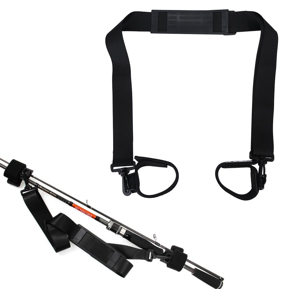 SOONHUA Fishing Rod Pole Gear Shoulder Straps with Black Portable Adjustable Carry Strap Sling Band for Outdoor Multi-Function Shoulder Strap Belt