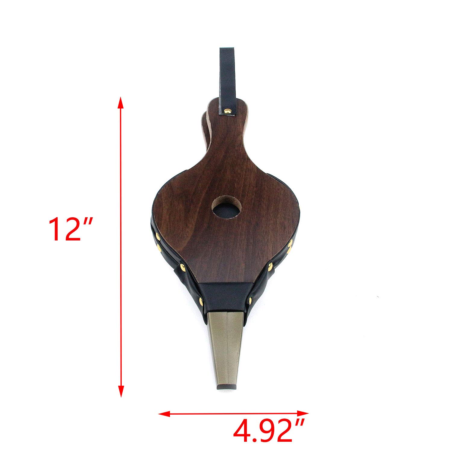 T Tulead 12"x4.92" Fireplace Bellows Brown Bellows Fire Pit Bellows Wood Hand Bellows Barbeque Bellows with Hanging Strap