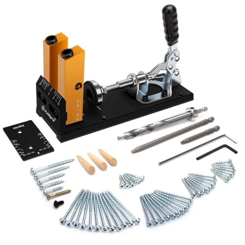 Pocket Hole Jig Kit Woodworking Hole Locator Drill Bits Angle Drill Guide Set Hole Puncher DIY Carpentry Tools Woodworking Pocket Hole Jig Portable Pocket Hole Clamp