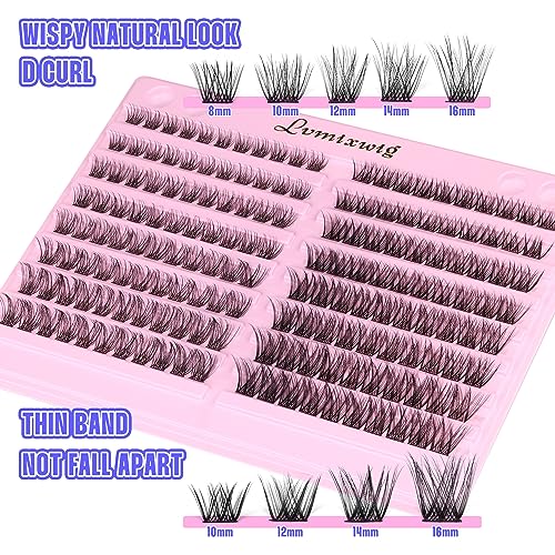 Self Adhesive Cluster Lashes Lash Clusters DIY Lashes Extension Cluster Lashes D Curl Wispy 2 Style Individual Lashes Extension 168 pcs Natural Look 10-16mm Faux Mink Cluster Eyelash DIY at Home