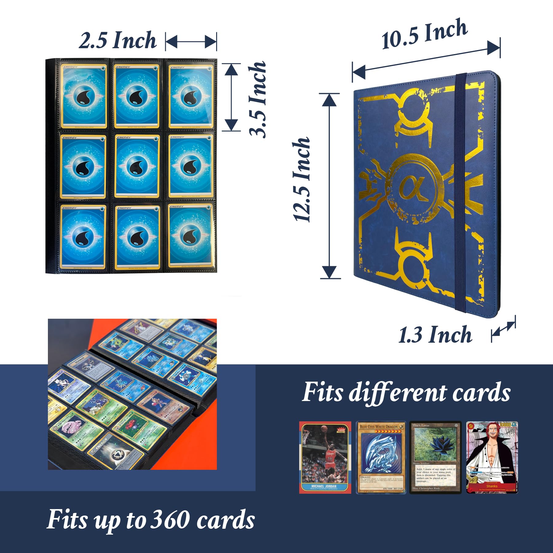 Pocket Size Trading Card Binder with 40 Protective Pages, Compatible with Pokemon, Skylanders, Football, Baseball Cards, Polaroid Photos, and More